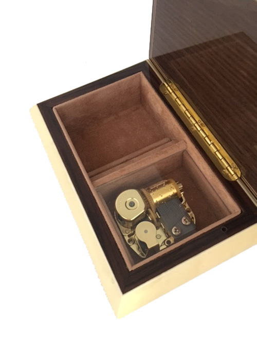 Ivory White Music Box with Two Inlaid Swallowtail Butterflies.