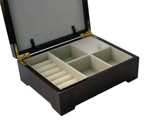 High Gloss Walnut Finish Jewelry Box with Photo Insert (1.18)