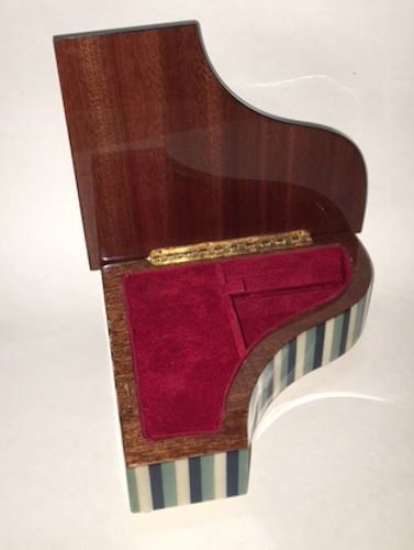 Modern Design Two Tone Blue and White Stripes Piano Music Box (1.18)